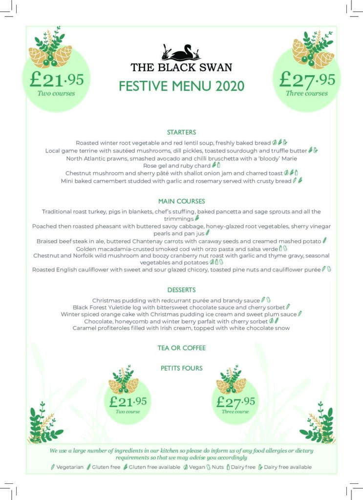 The Black Swan Inn - Food Menus - Good Pub Food