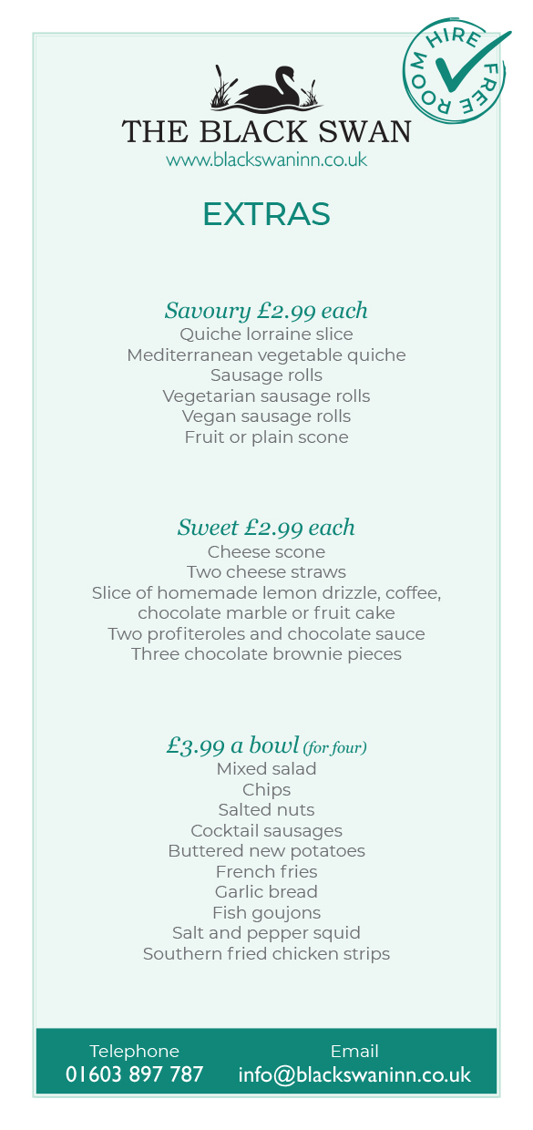 The Black Swan Inn - Food Menus - Good Pub Food