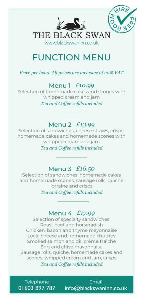The Black Swan Inn - Food Menus - Good Pub Food