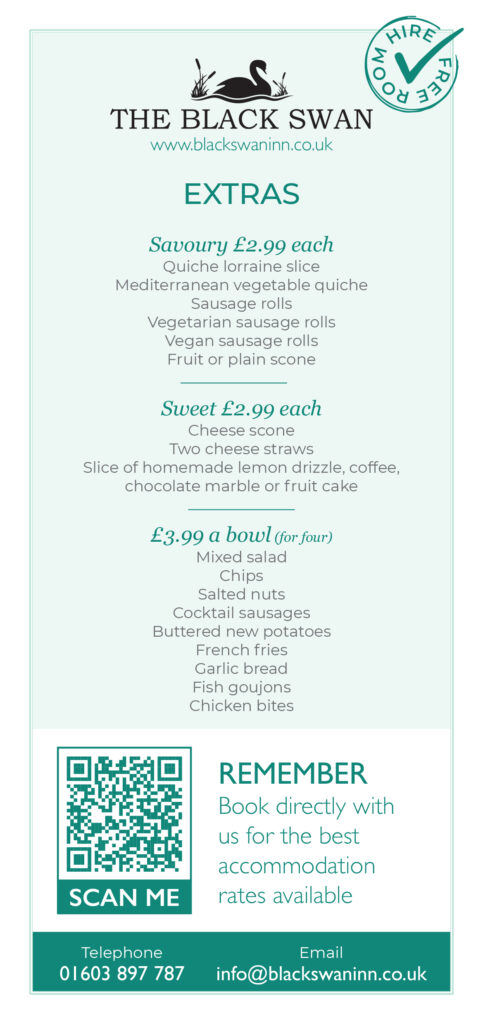 The Black Swan Inn - Food Menus - Good Pub Food