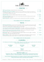 The Black Swan Inn - Food Menus - Good Pub Food