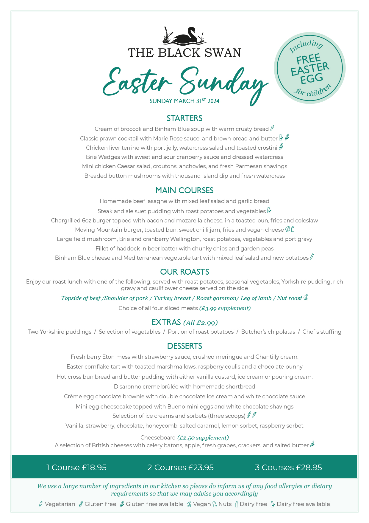 The Black Swan Inn - Food Menus - Good Pub Food